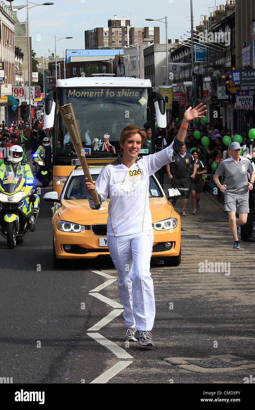 Ilford, UK. 22nd July 2012. Torch relay arrives in Redbridge. Hundreds ...