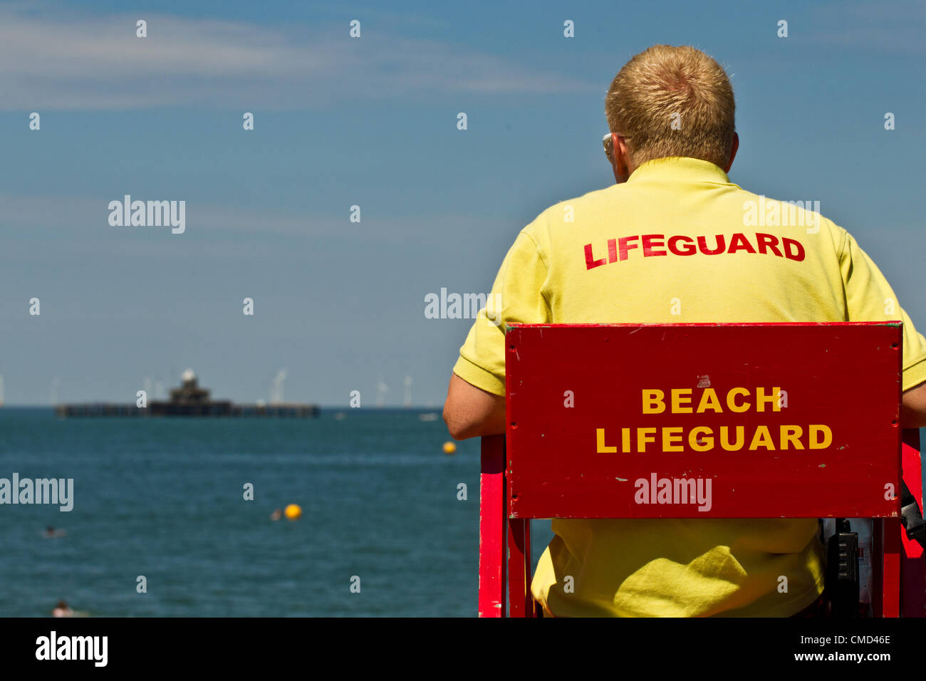 Coast Lifeguard Man Sunshine beach blue bright herne bay kent ocean ...