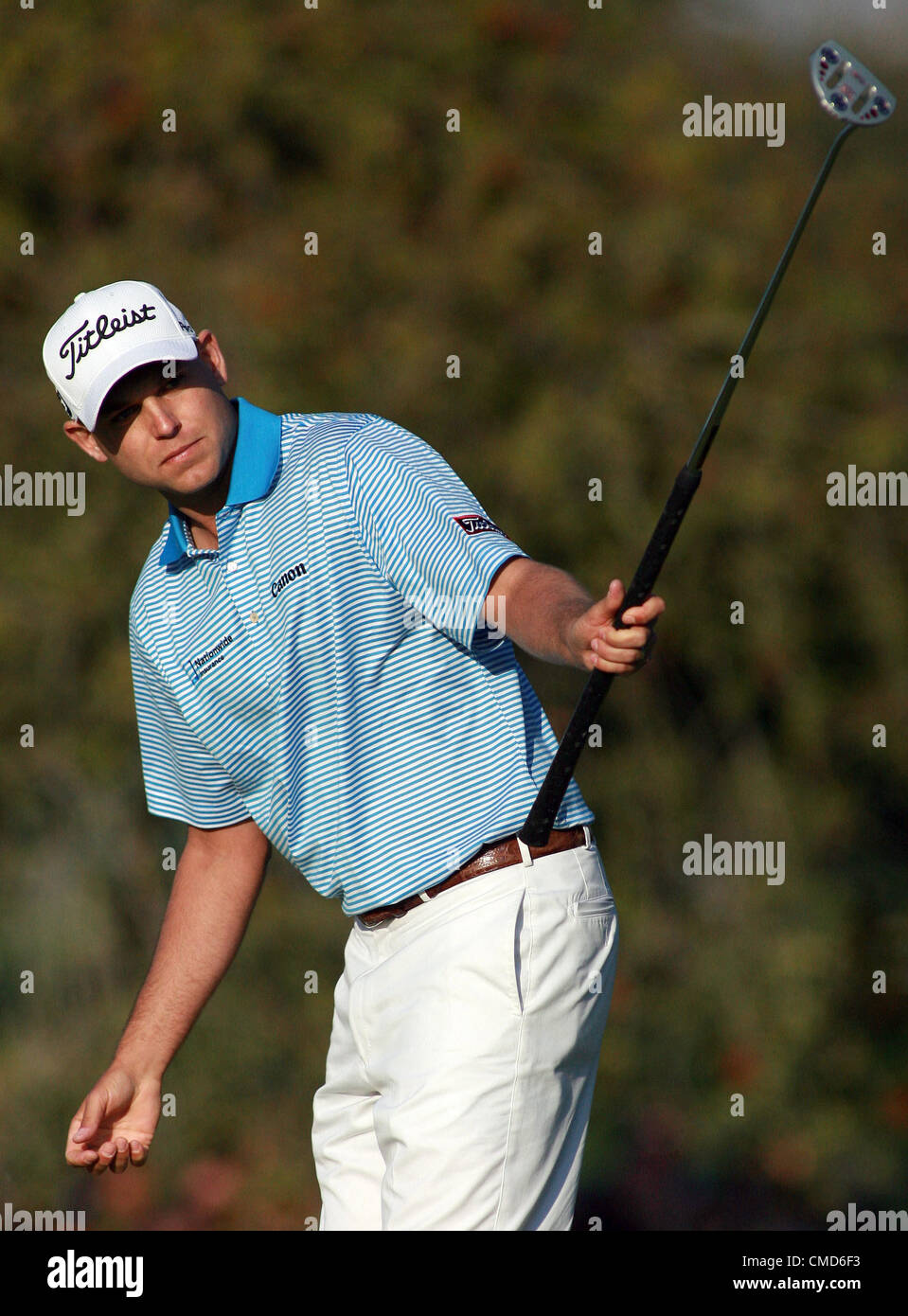LOS ANGELES, Feb. 20, 2012 Bill Haas putts on the second playoff hole ...