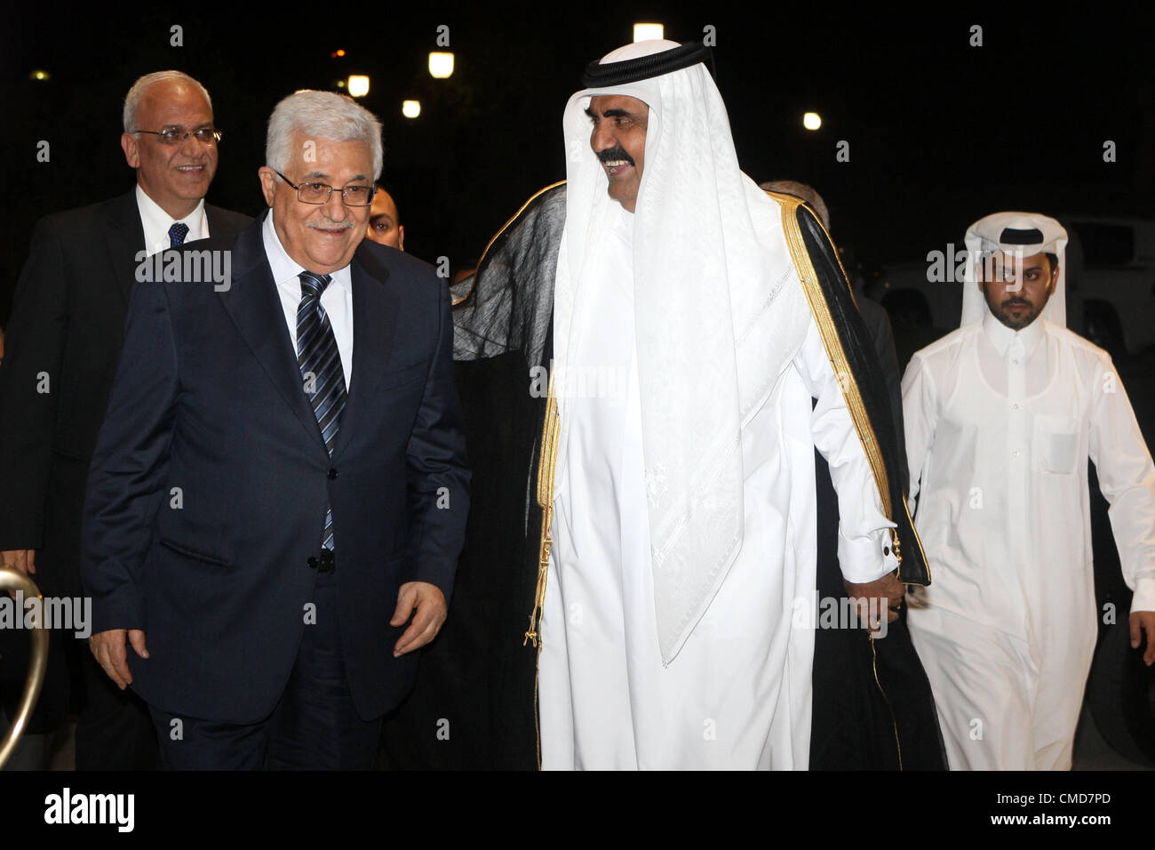 March 28, 2008 - Doha, Doha, Qatar - Palestinian President, Mahmoud Abbas (Abu Mazen), meets ...
