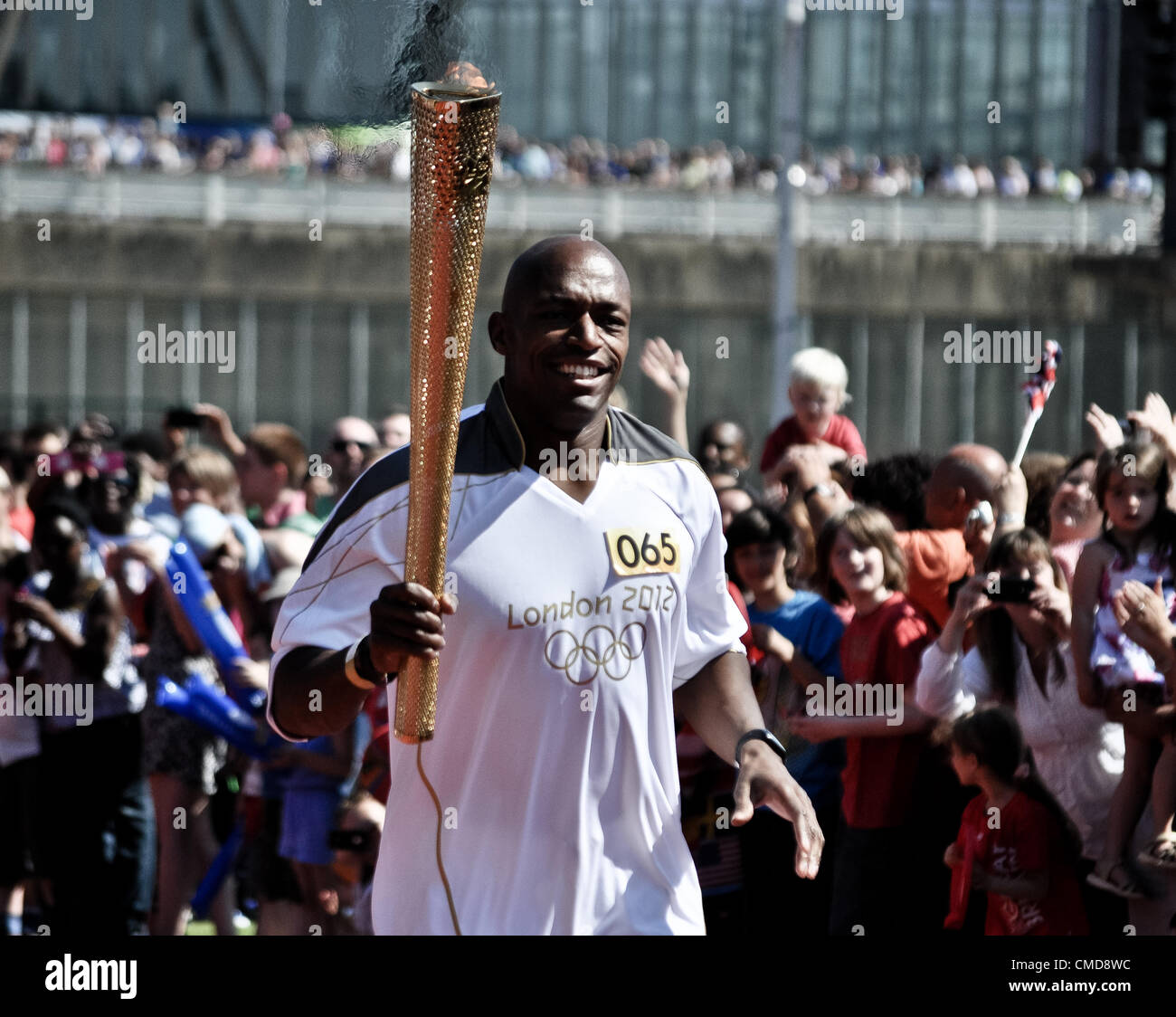 23/07/12 LONDON, UK: Sprinter Marlon Devonish runs a lap of Crystal ...