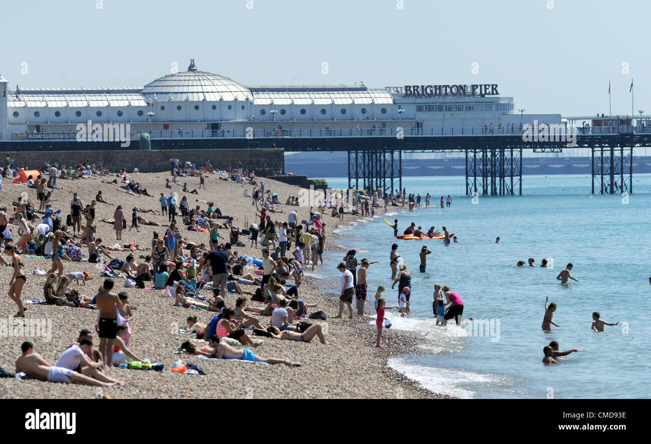 Brighton UK 23 July 2012 - Crowds enjoy the hot weather on Brighton ...