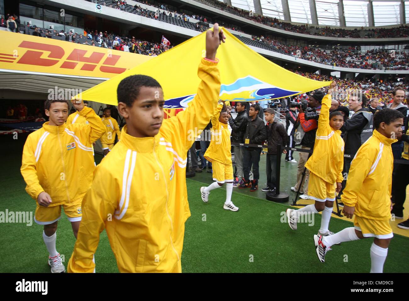 CAPE TOWN, SOUTH AFRICA - JULY 21, Mascots walk onto the field during ...