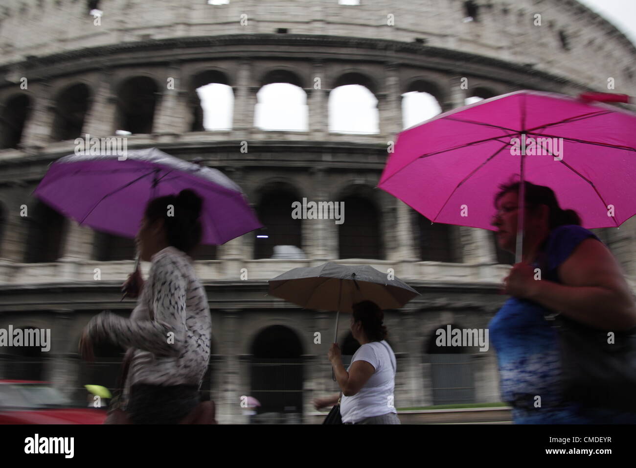 Rome, Italy. 23 July, 2012. heavy rain interrupts the hot summer by the ...