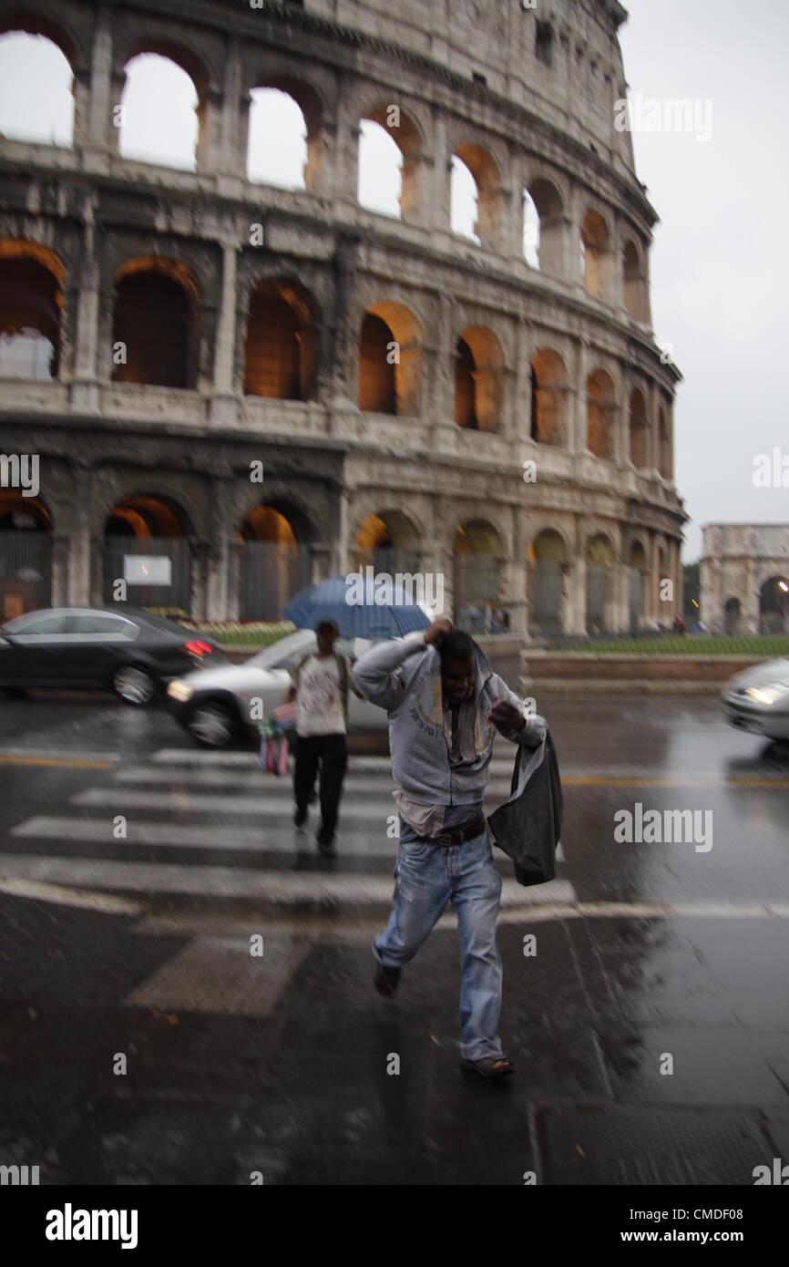 Rome, Italy. 23 July, 2012. heavy rain interrupts the hot summer by the ...