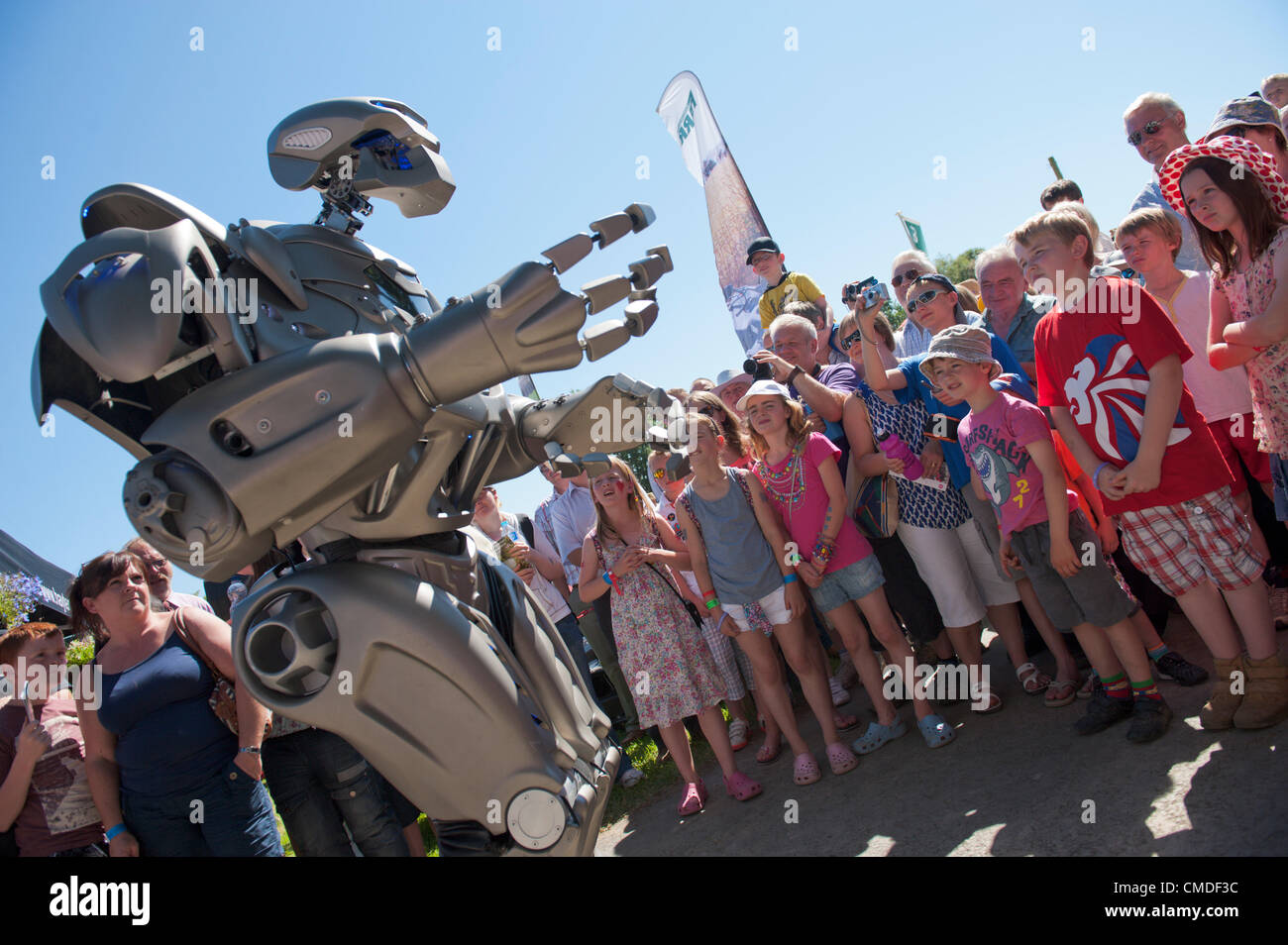 24th July 2012. Llanelwedd, Wales, UK. tITAN THE ROBOT AMUSES THE CROWD ...