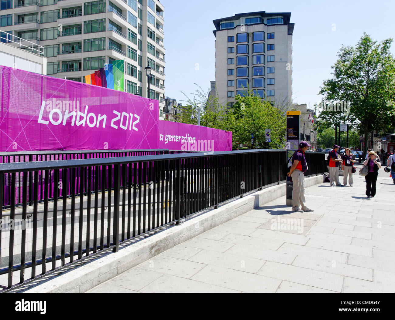 LONDON, UK, Monday July 23, 2012. London 2012 signs in front of the ...