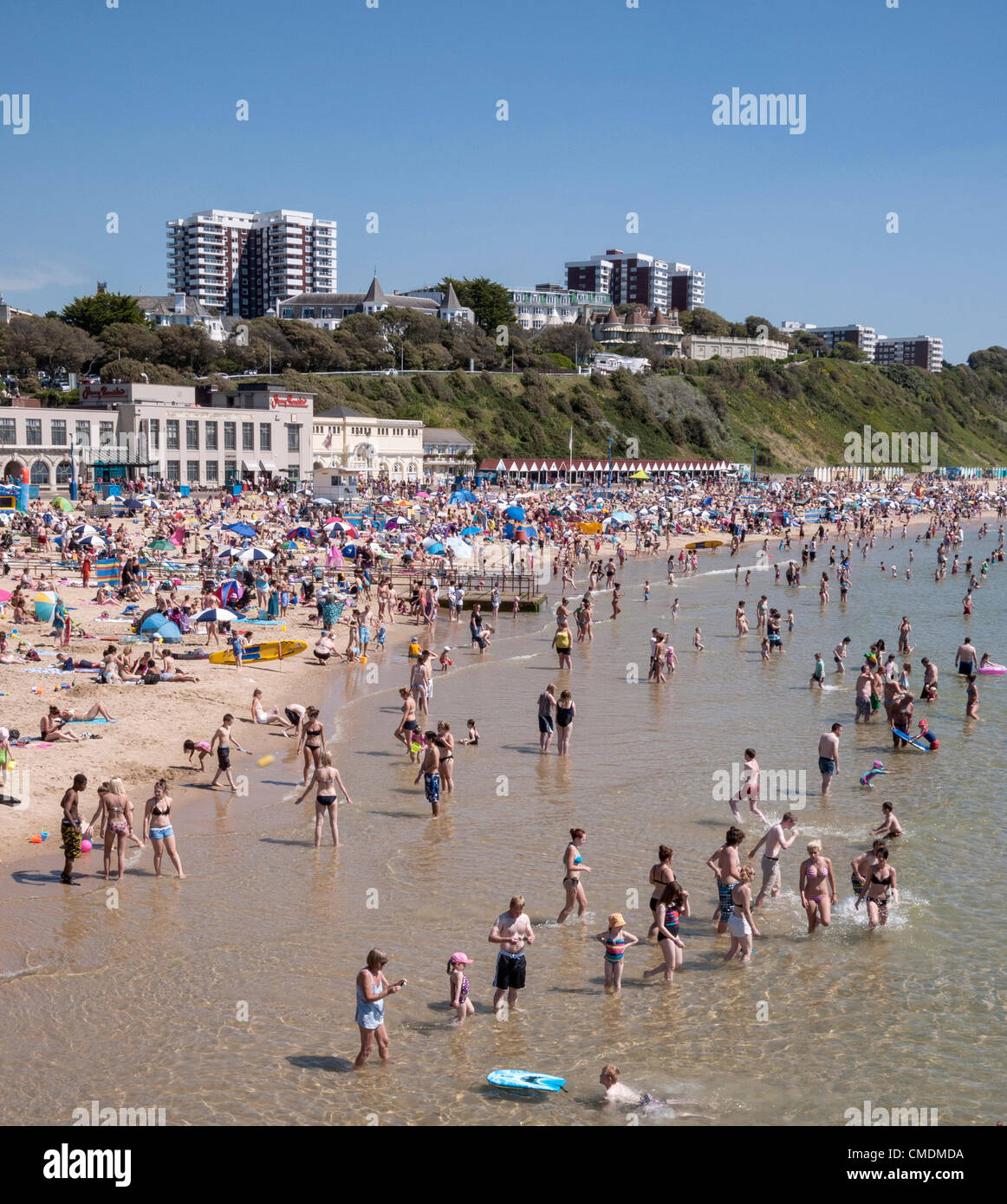 Bournemouth, People enjoying summer weather on East Beach, Dorset ...