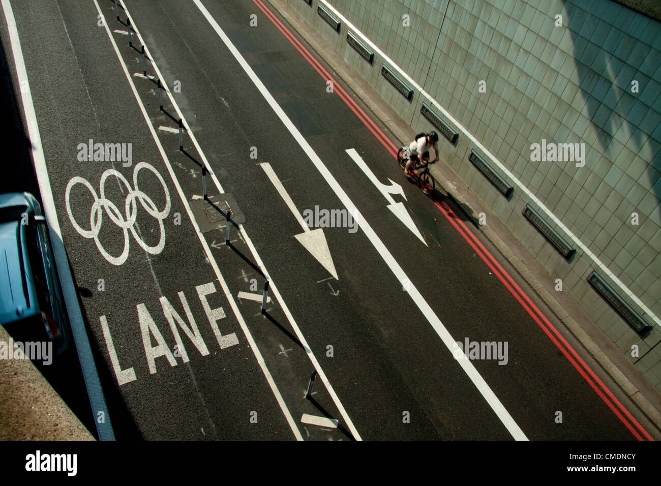 25th July 2012. London UK. Olympic route network of roads becomes ...