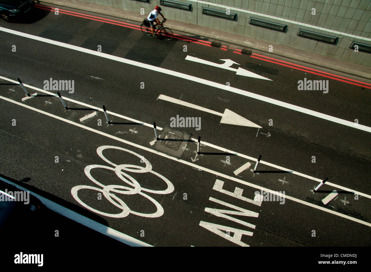 25th July 2012. London UK. Olympic route network of roads becomes ...