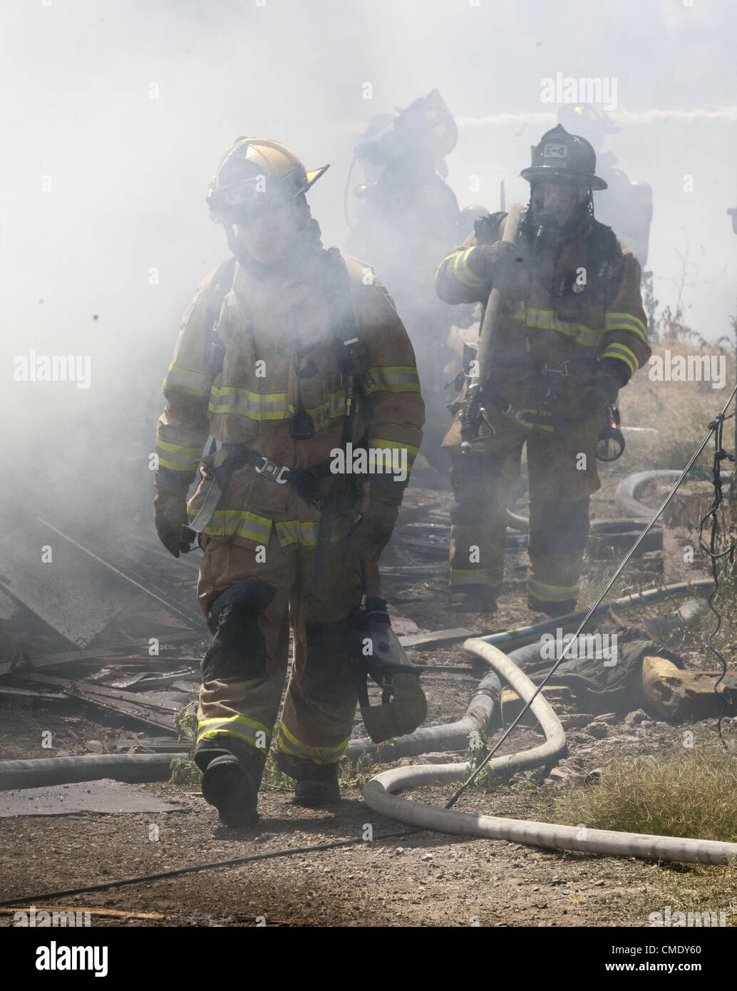 July 26, 2012 - Modesto, CA, USA - Modesto Fire Department firefighters ...