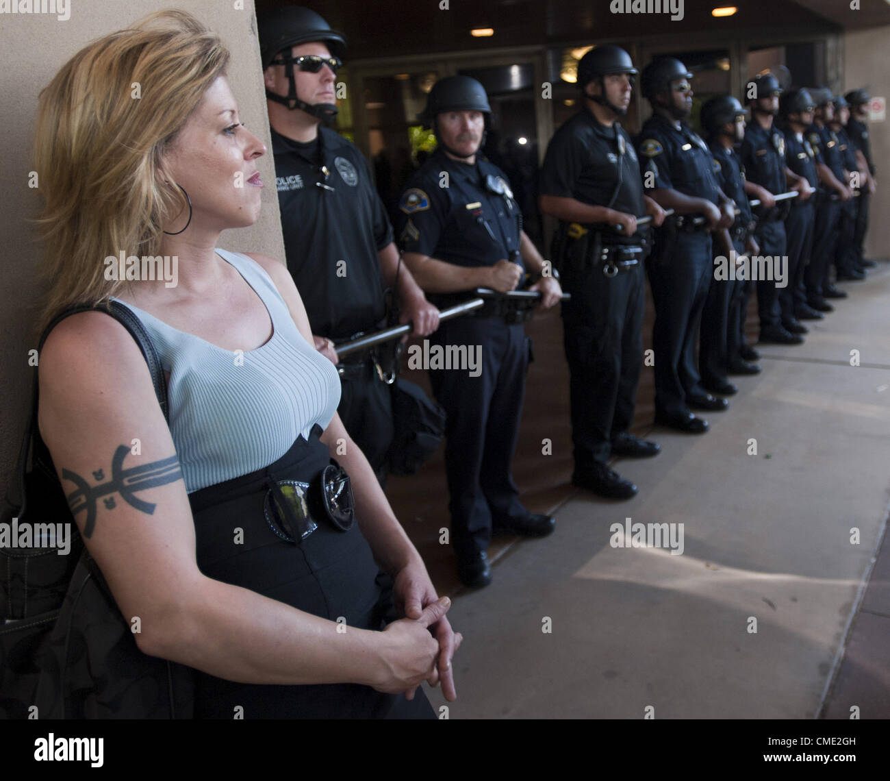 July 24, 2012 - Anaheim, California, USA - Standing in front of Anaheim ...