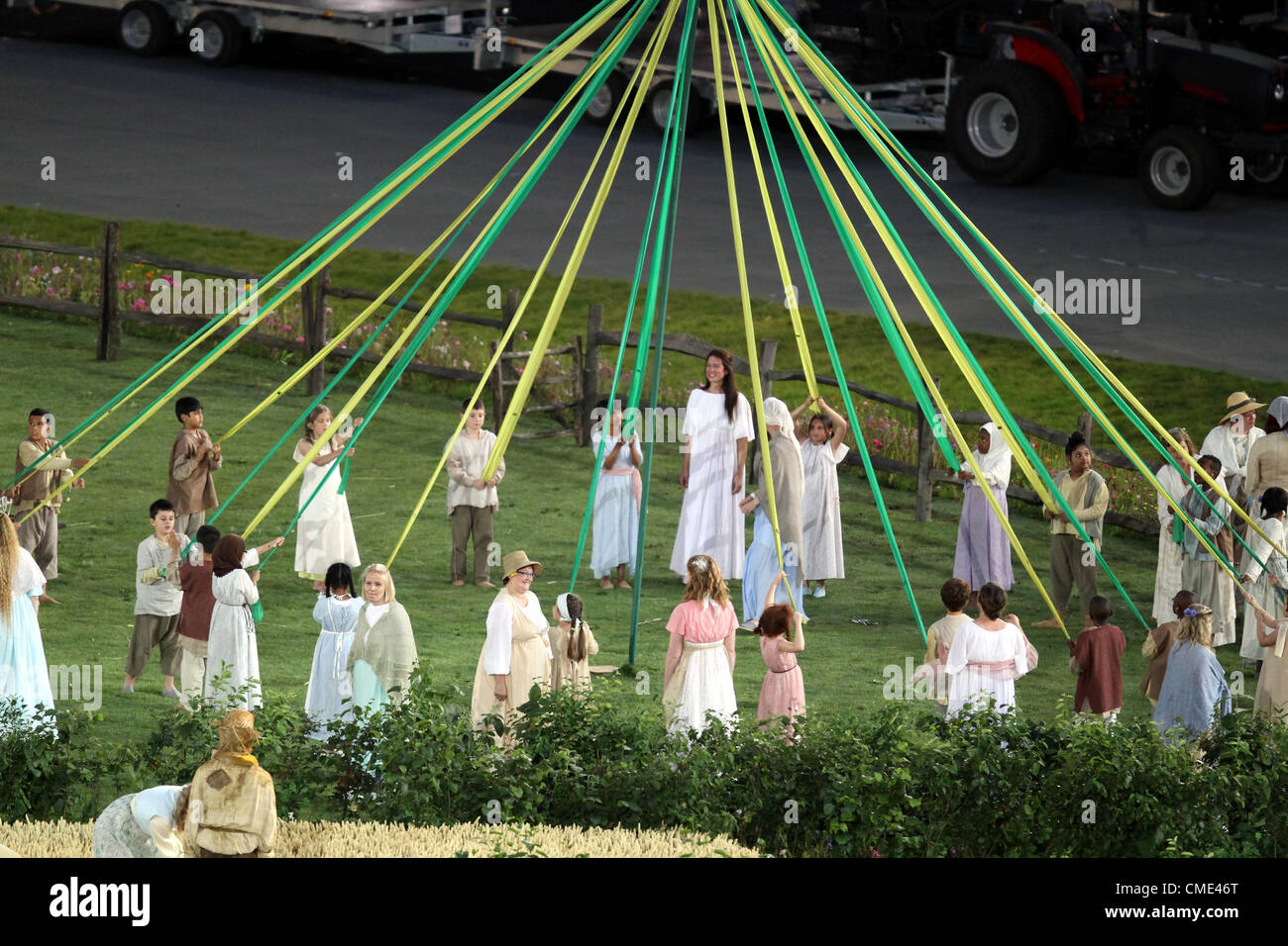 VILLAGE GREEN MAYPOLE LONDON 2012 OPENING CEREMONY LONDON 2012 OLYMPIC ...