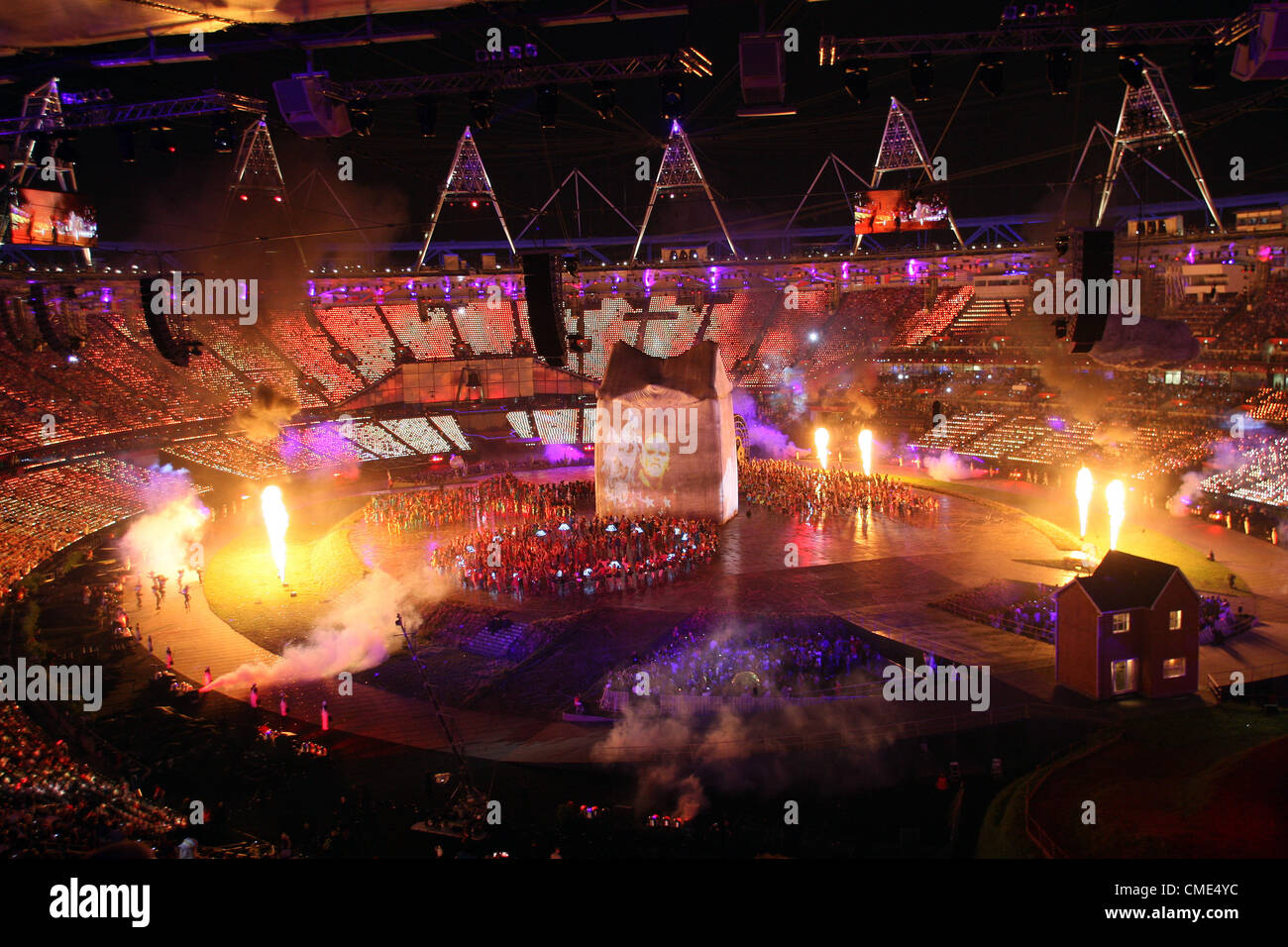 GENERAL VIEW INSIDE THE STADIUM LONDON 2012 OPENING CEREMONY LONDON ...