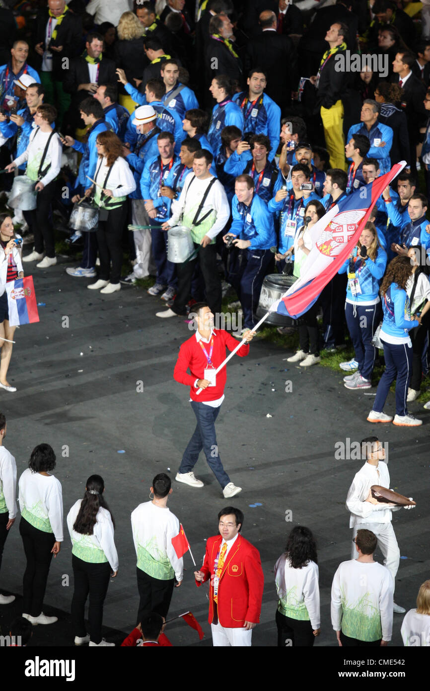 NOVAK DJOKOVIC WITH THE SERBIAN FLAG LONDON 2012 OPENING CEREMONY ...