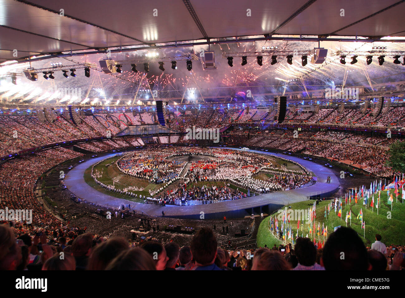 Fireworks london olympic games 2012 opening ceremony olympic stadium hi ...