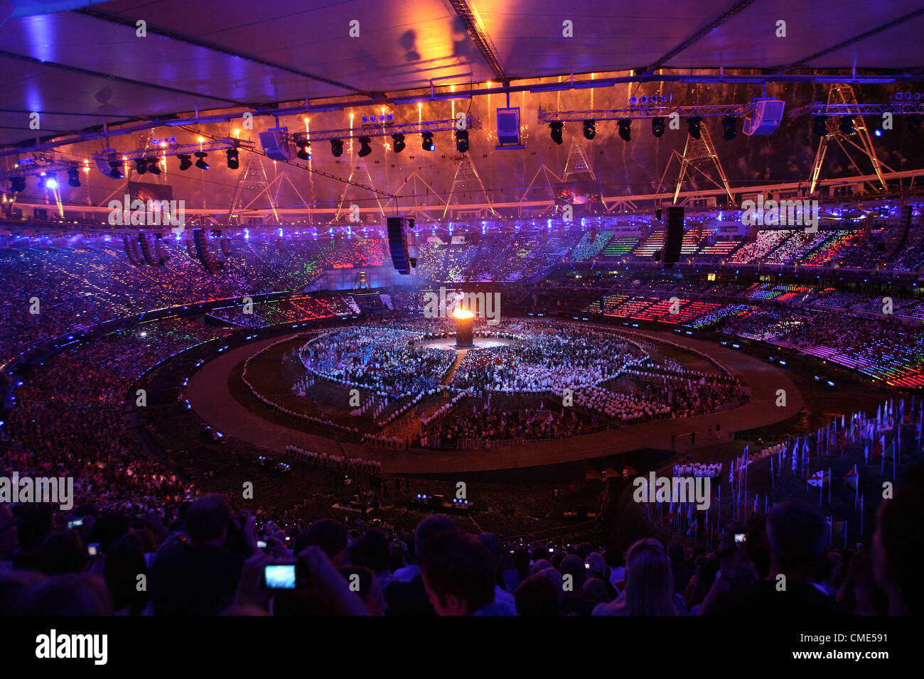 THE OLYMPIC FLAME IS LIT LONDON 2012 OPENING CEREMONY LONDON 2012 ...