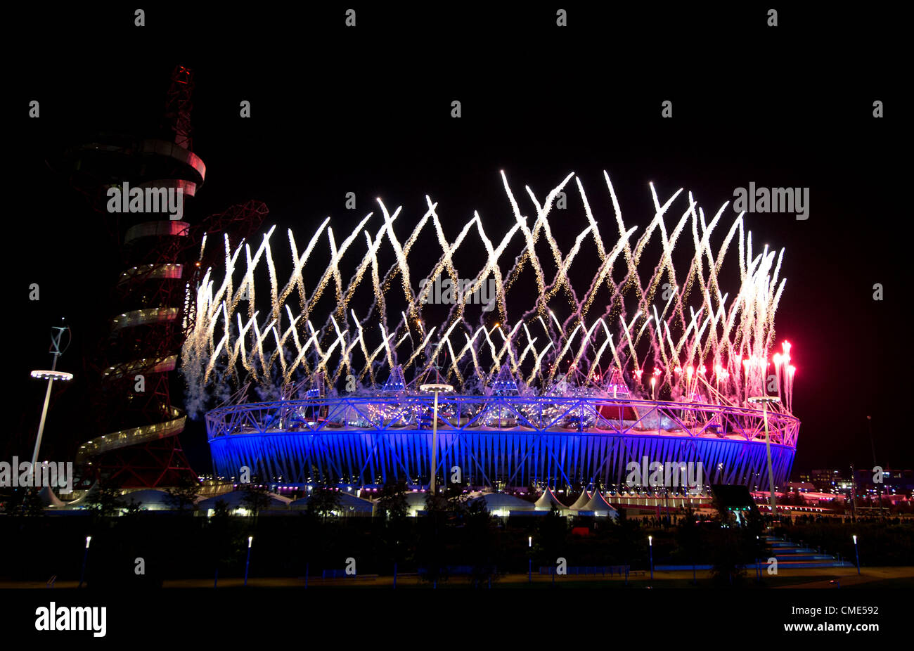 Fireworks london olympic games 2012 opening ceremony olympic stadium hi ...