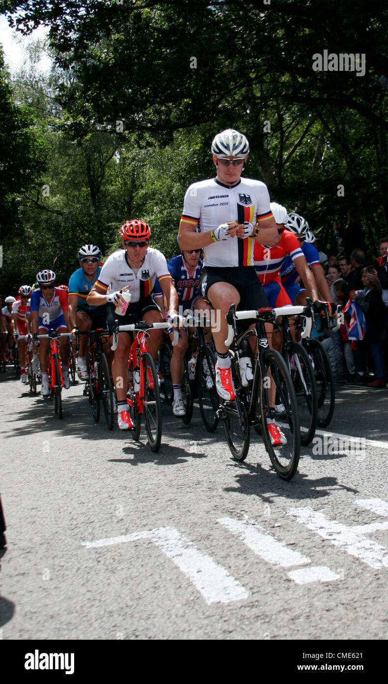 German cyclists taking part in the Olympic road race on box hill in ...