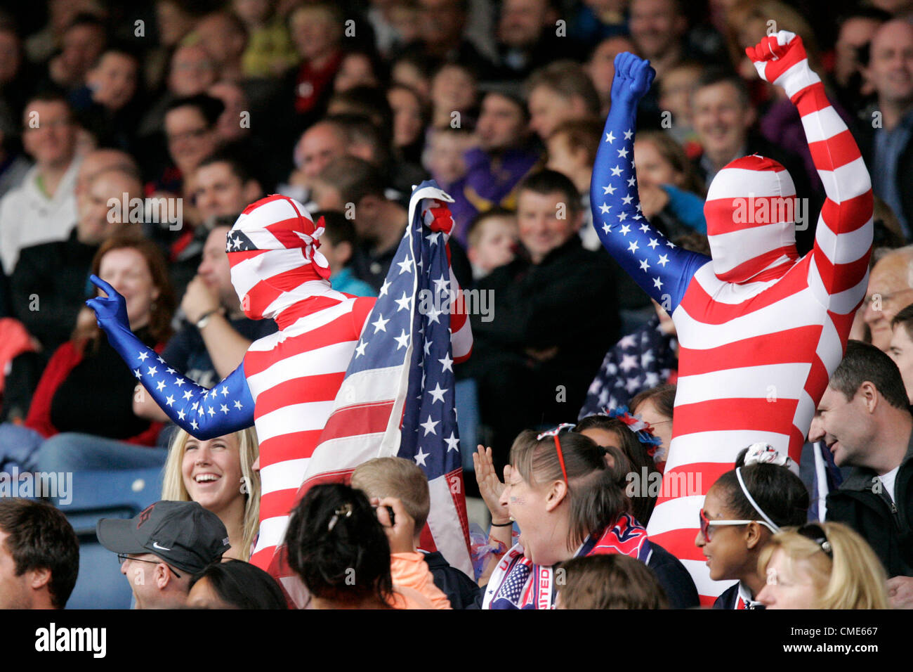 28.07.2012 Glasgow, Scotland. USA fans during the Olympic Football ...