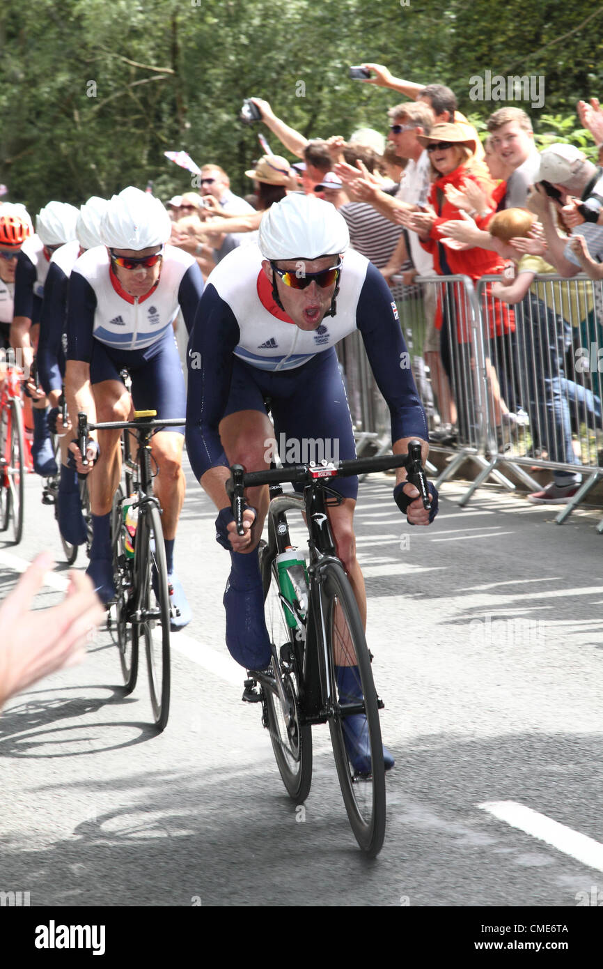 The British Road racing cycle team, in Surrey after Box Hill climb ...