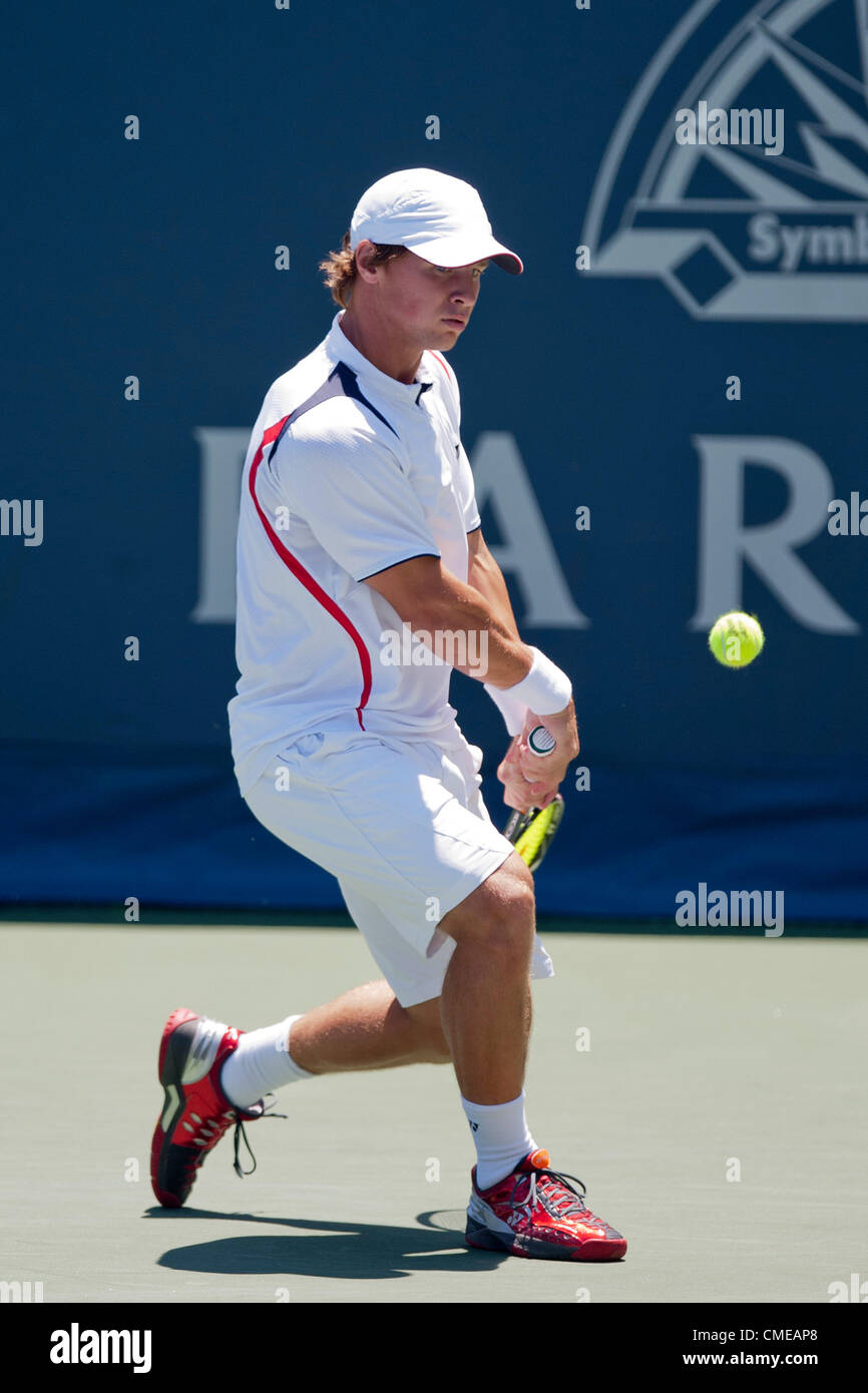 LOS ANGELES, CA - JULY 28: Ricardas Berankis in action during Day 5 of ...