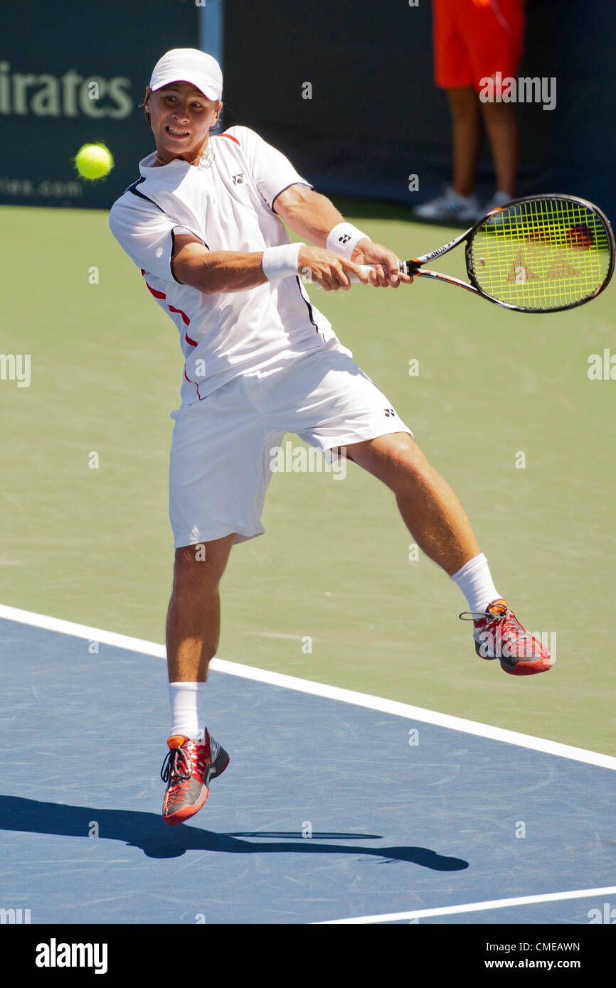 LOS ANGELES, CA - JULY 28: Ricardas Berankis in action during Day 5 of ...