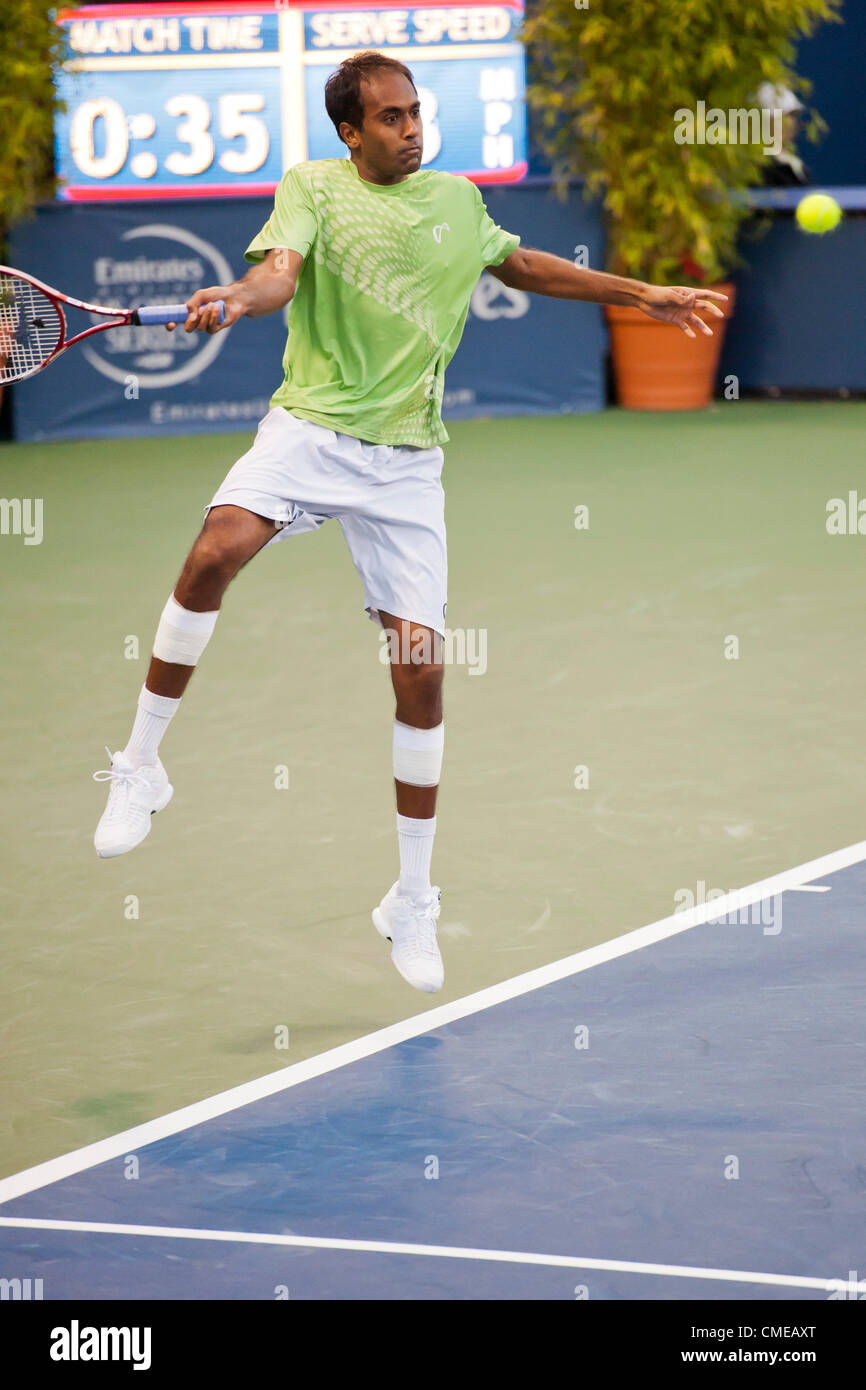 LOS ANGELES, CA - JULY 28: Rajeev Ram in action during Day 6 of the ...