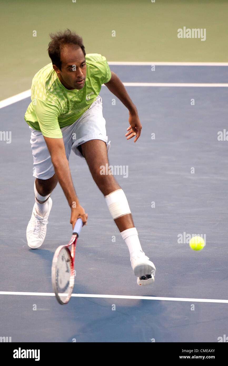 LOS ANGELES, CA - JULY 28: Rajeev Ram in action during Day 6 of the ...