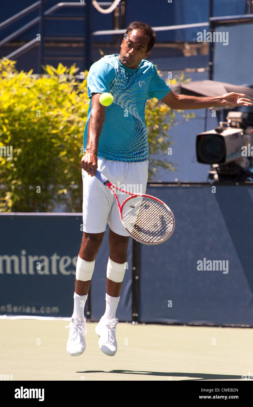 LOS ANGELES, CA - JULY 27: Rajeev Ram in action during Day 5 of the ...