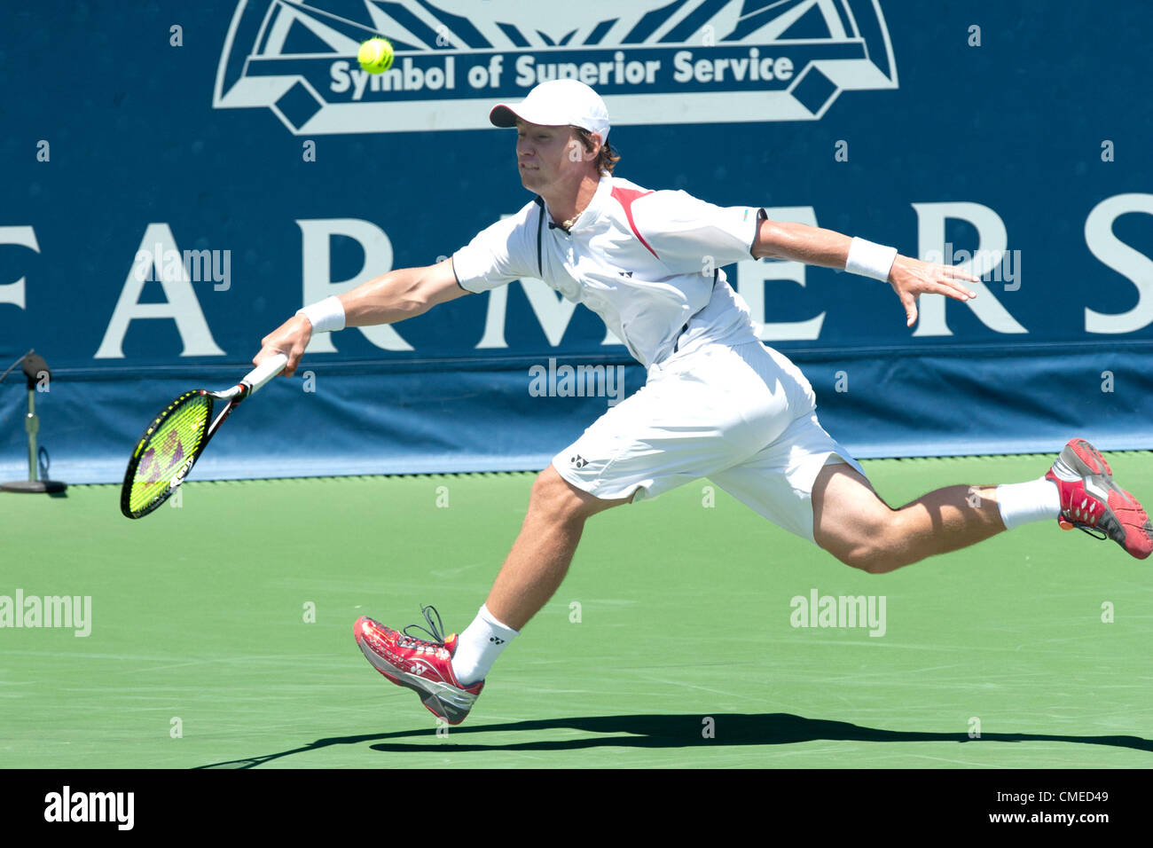 LOS ANGELES, CA - JULY 29: Ricardas Berankis in action during Day 7 of ...
