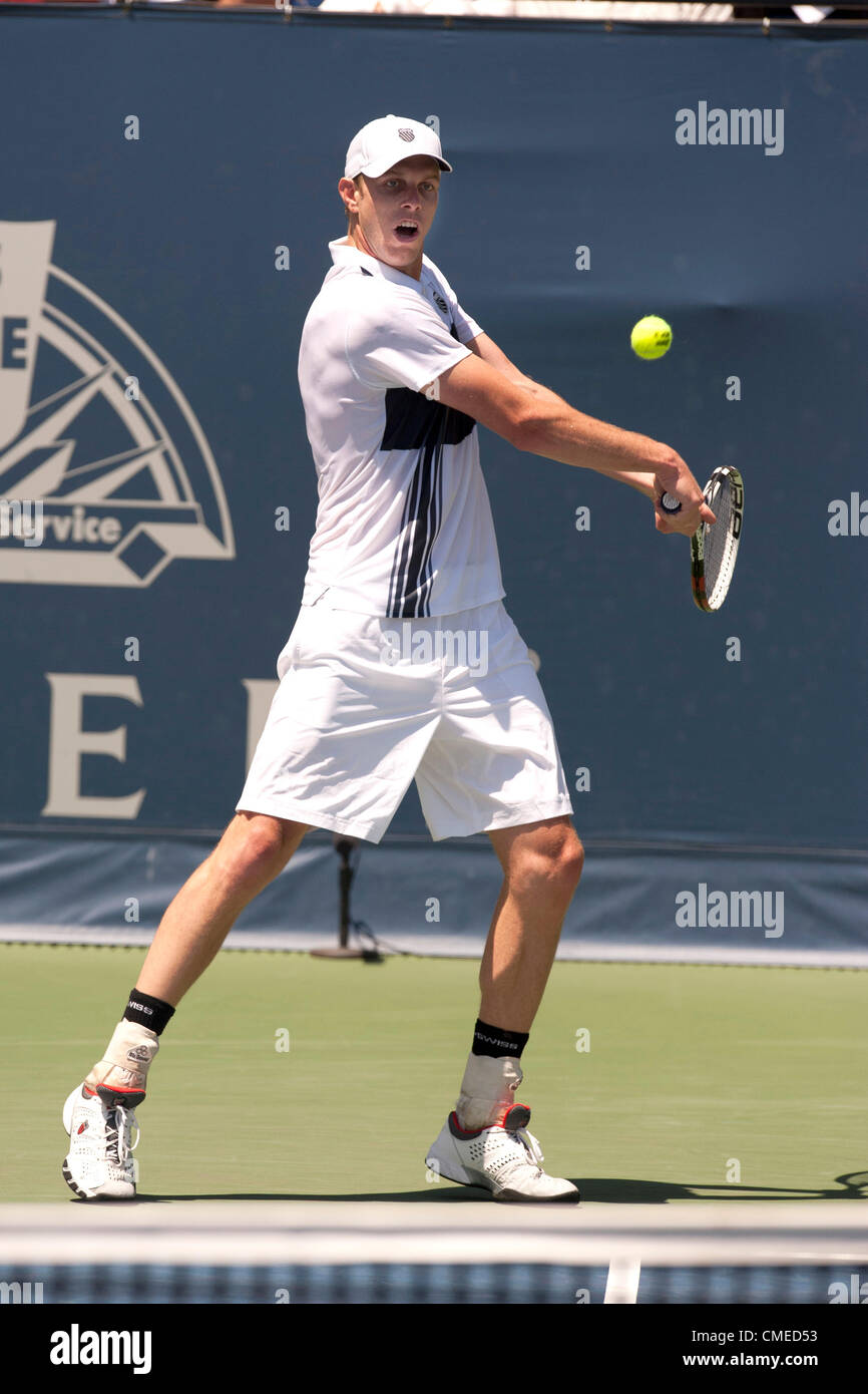 LOS ANGELES, CA - JULY 29: Sam Querrey in action during Day 7 of the ...