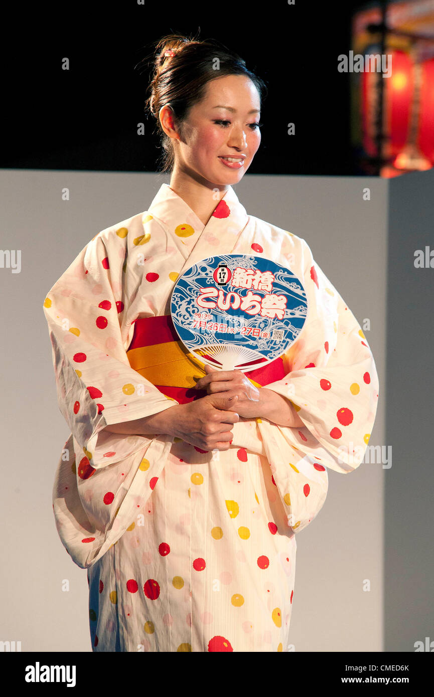 July 27 2012, Tokyo, Japan The finalist Wakana Akanuma shows her dress ...