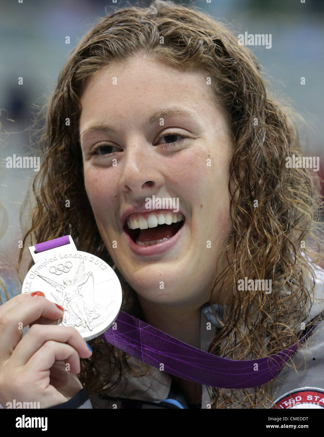 29.07.2012. London, England. Allison Schmitt of the USA shows her ...