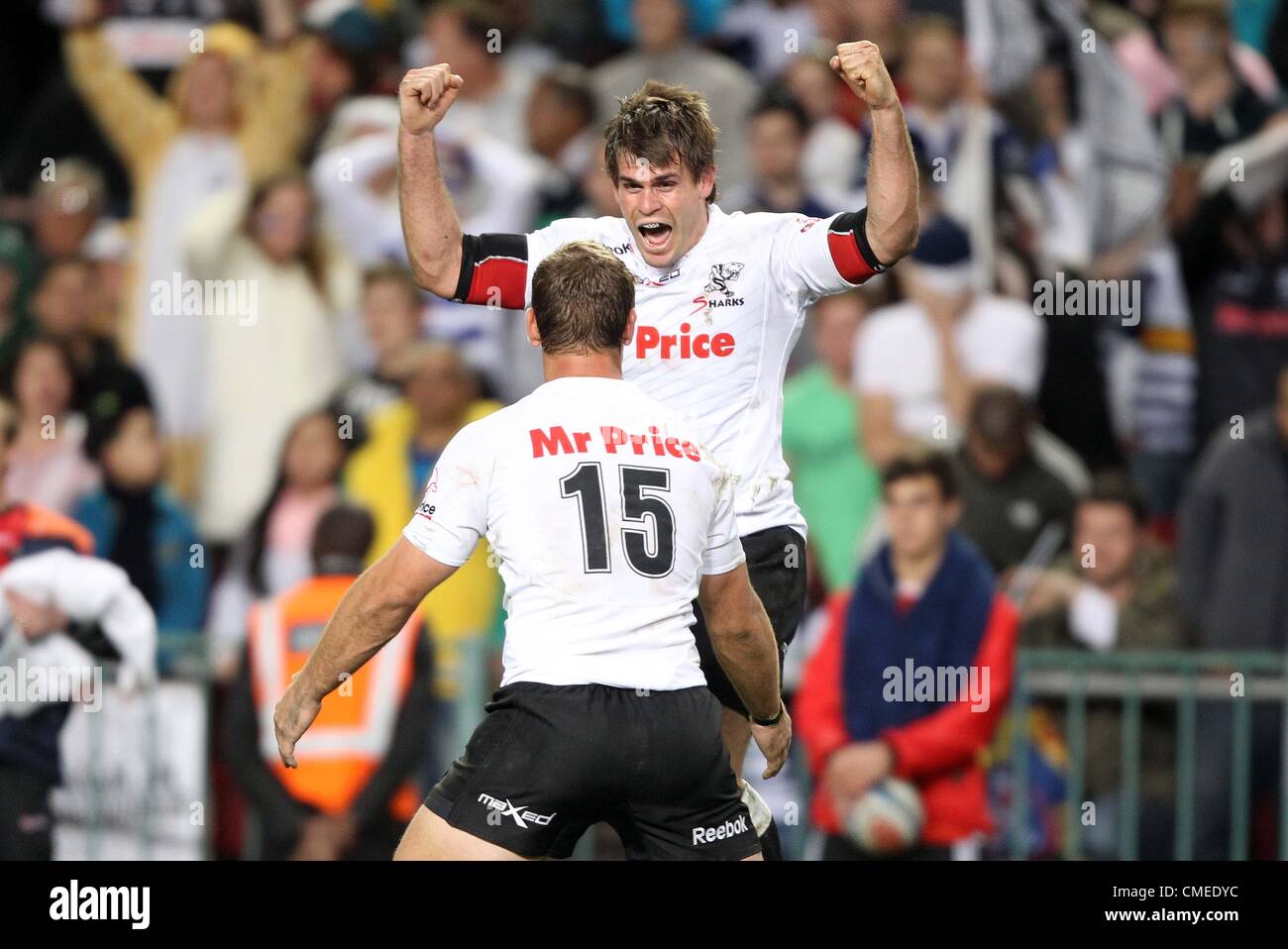 CAPE TOWN, SOUTH AFRICA - JULY 28, Sharks fullback Louis Ludik ...