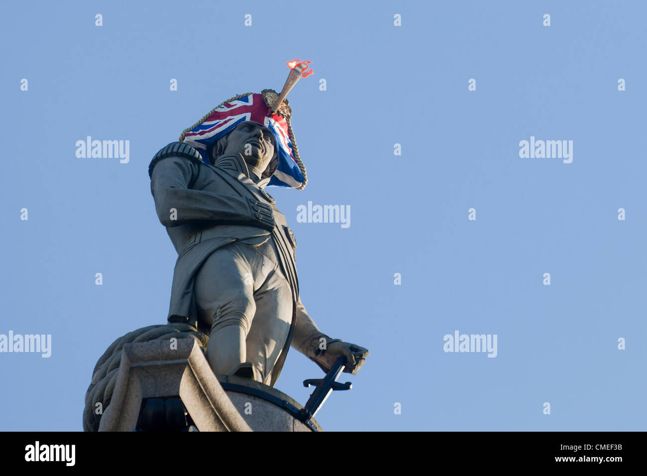 London, England, UK. Monday, 30 July 2012. Lord Nelson Union Flag and ...