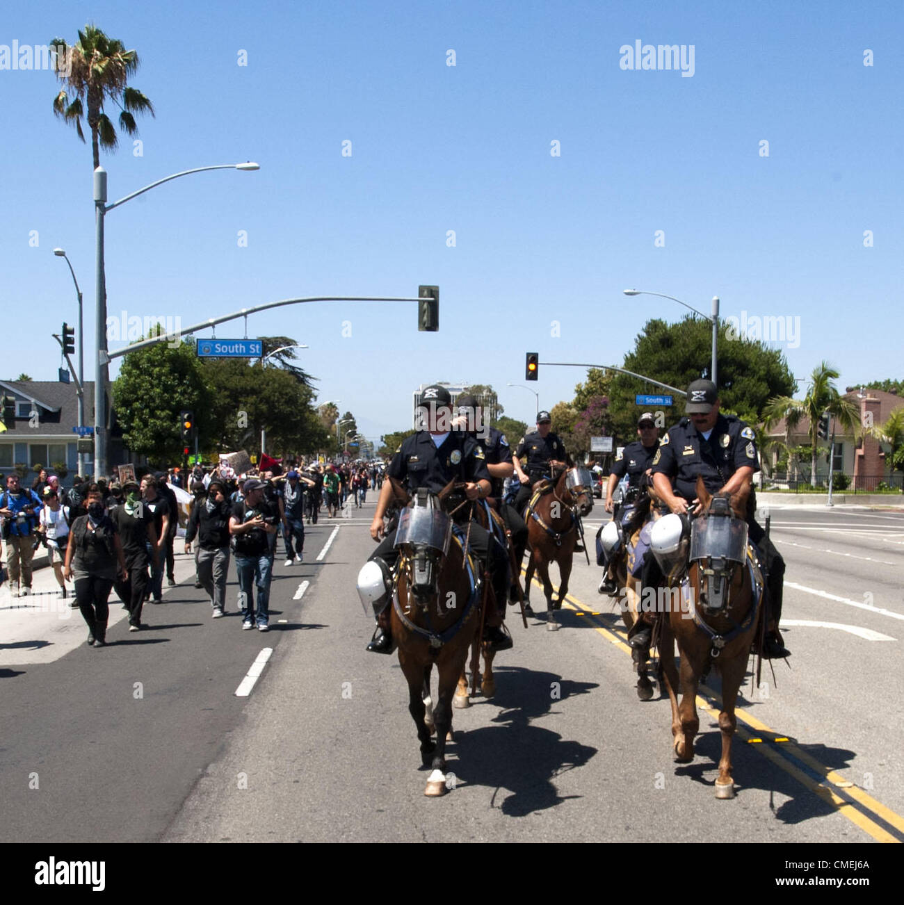 July 29, 2012 - Anaheim, California, USA - Mounted Anaheim Police ...