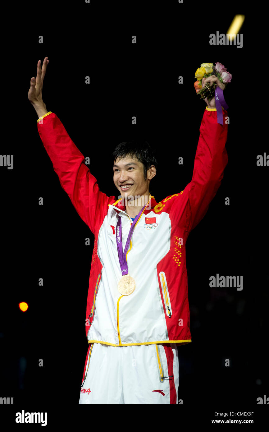 31.07.2012. London, England. Chinas Sheng Lee (CHN) celebrates on the ...