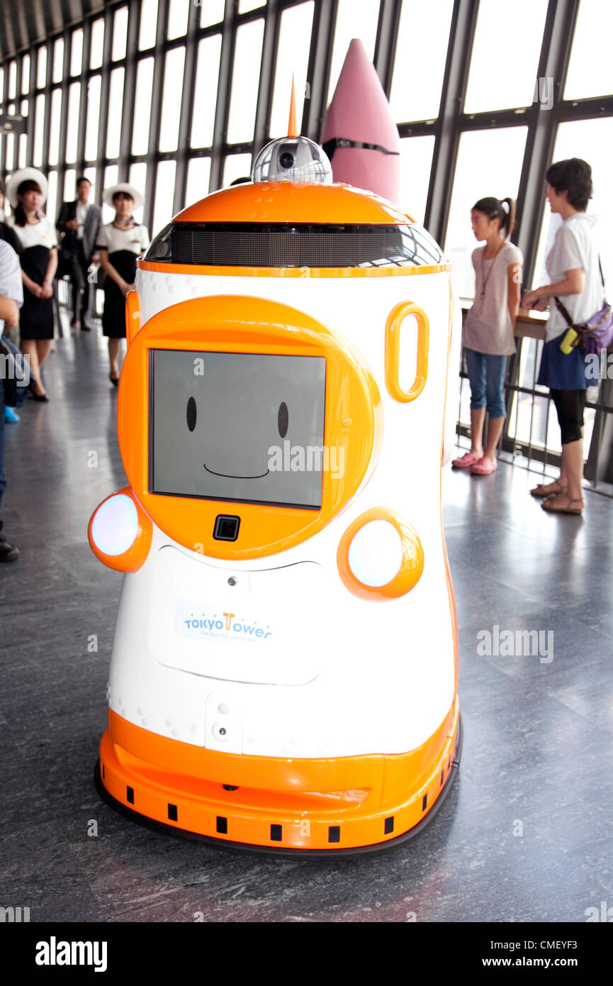 August 01 2012, Tokyo, Japan - The new robot guide "Tawabo" which name ...