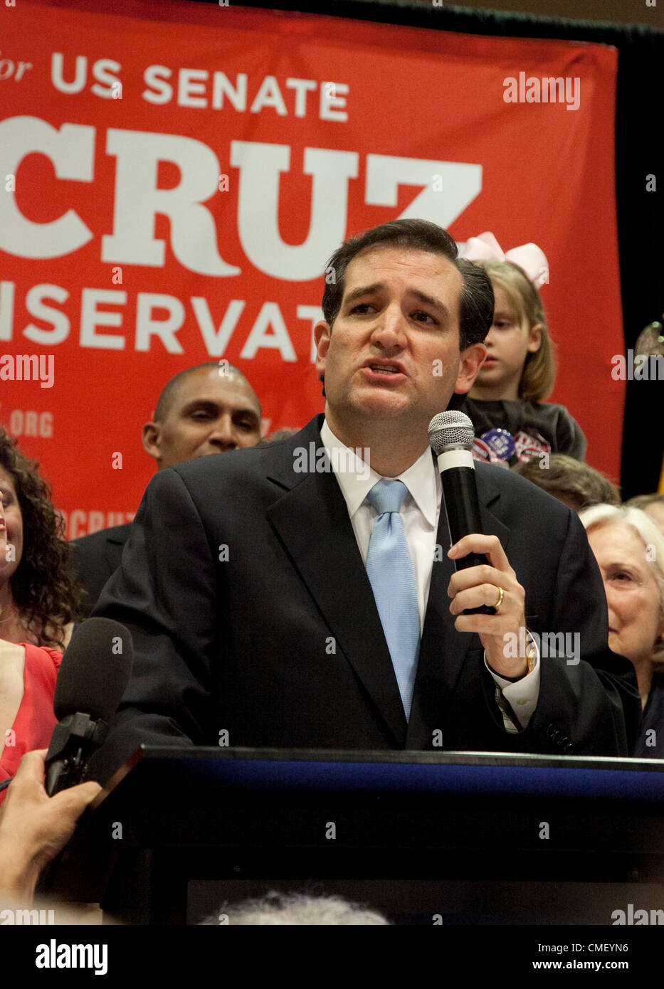 Tea Party favorite Ted Cruz gives a victory speech to cheering Texas ...