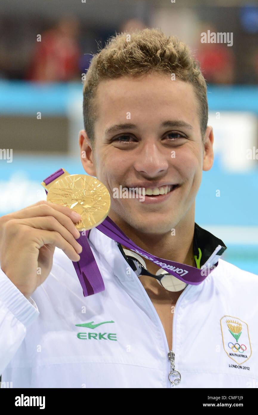 LONDON, ENGLAND - JULY 30, Chad le Clos of South Africa with his gold ...