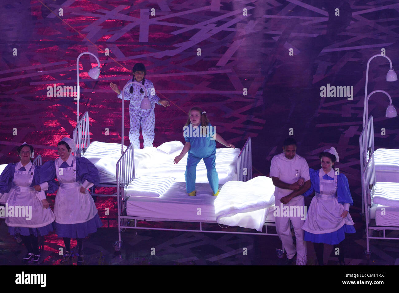 LONDON, ENGLAND - JULY 27, performers during London Olympics Opening ...