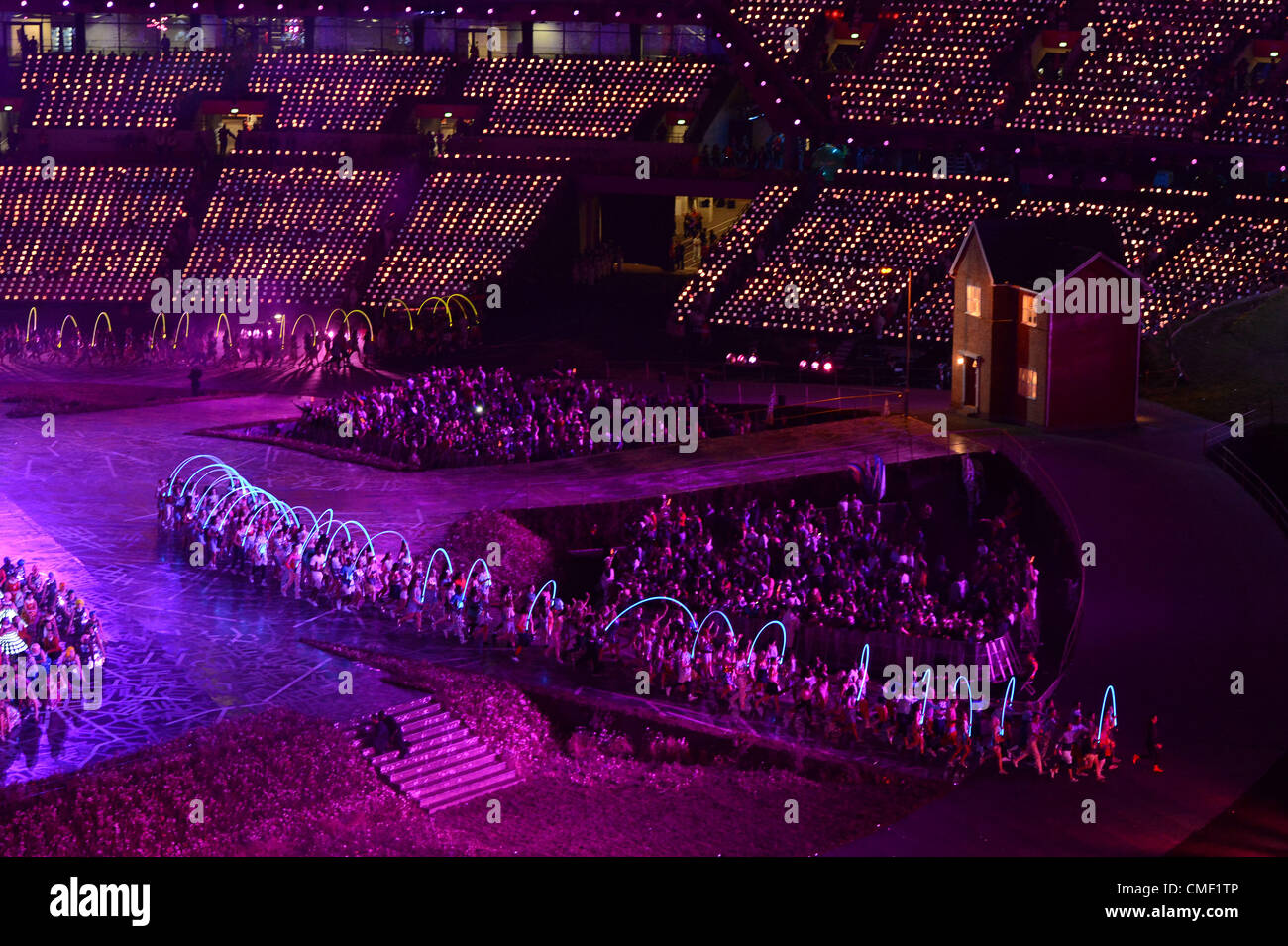 LONDON, ENGLAND - JULY 27, dancers during London Olympics Opening ...
