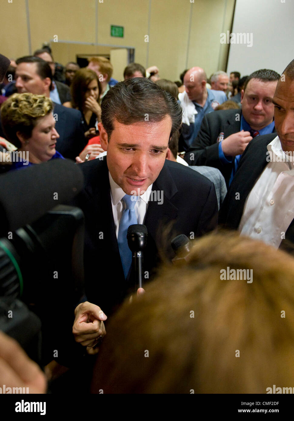 Ted Cruz talks to reporter at election-night party after his victory in ...