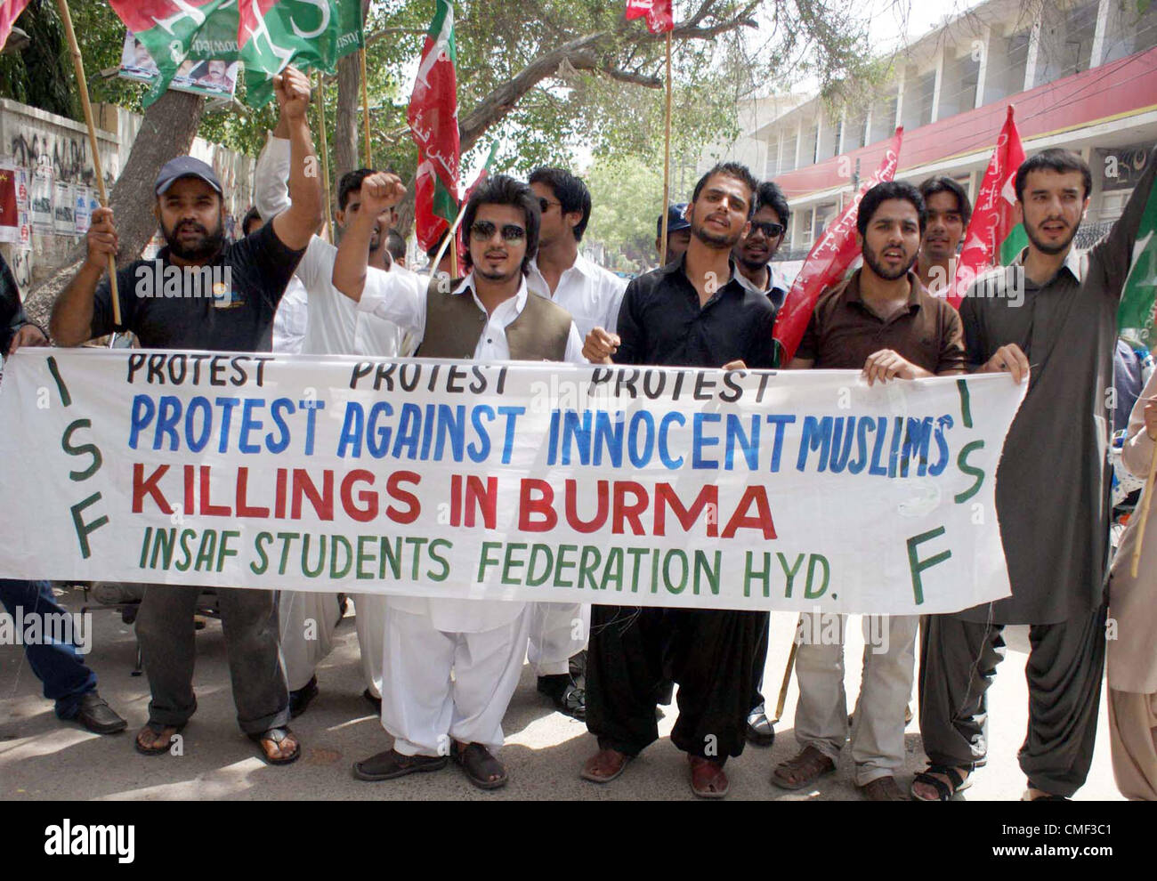 Activists of Insaf Students Federation (ISF) chant slogans against ...