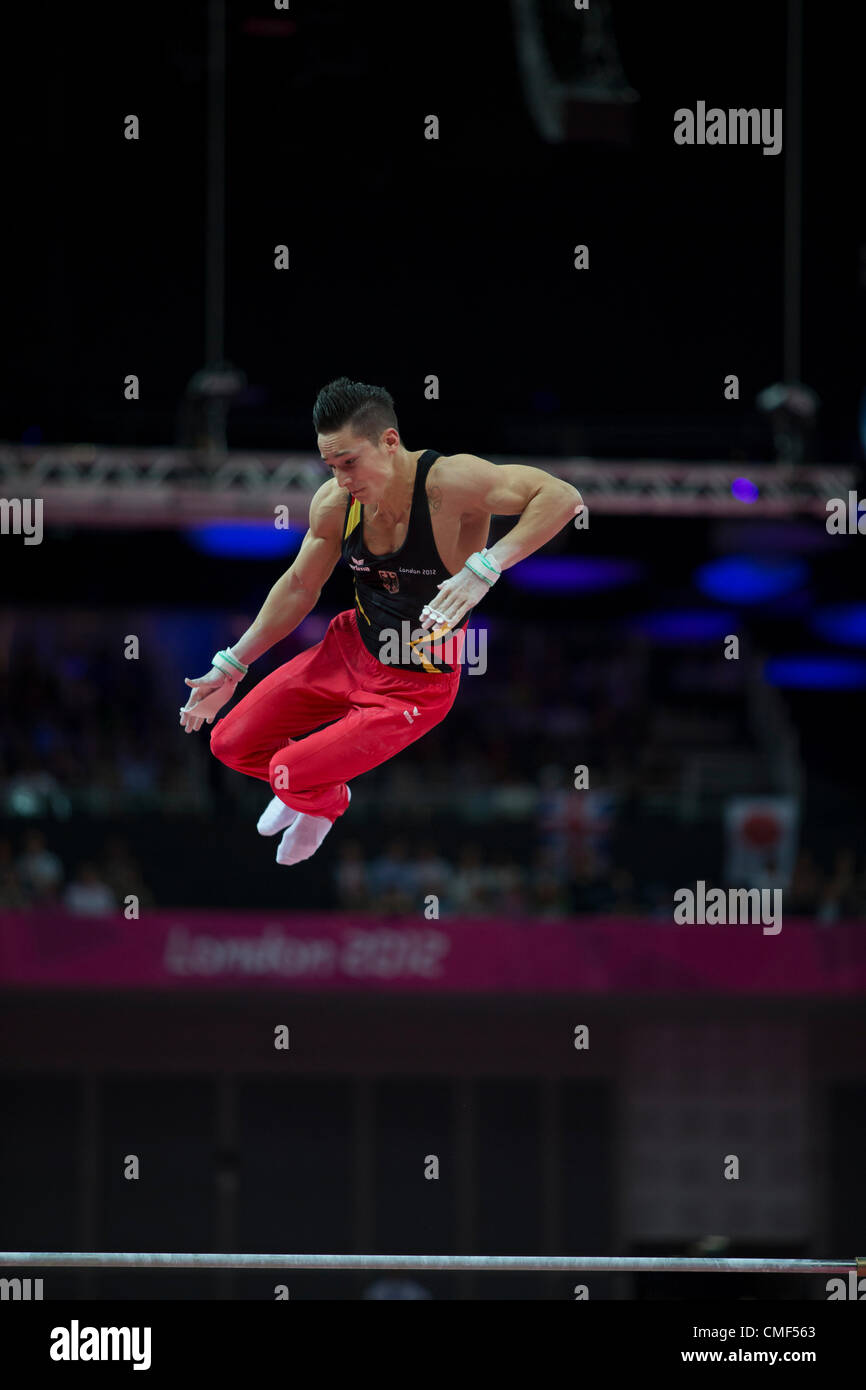1st Aug 2012. Marcel Nguyen (GER) competing on the high bar during the ...