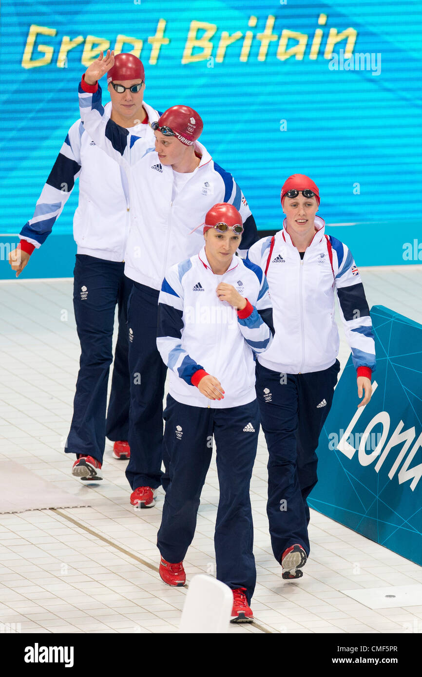 01.08.2012. London, England. Team GB during the Swimming Finals on Day ...
