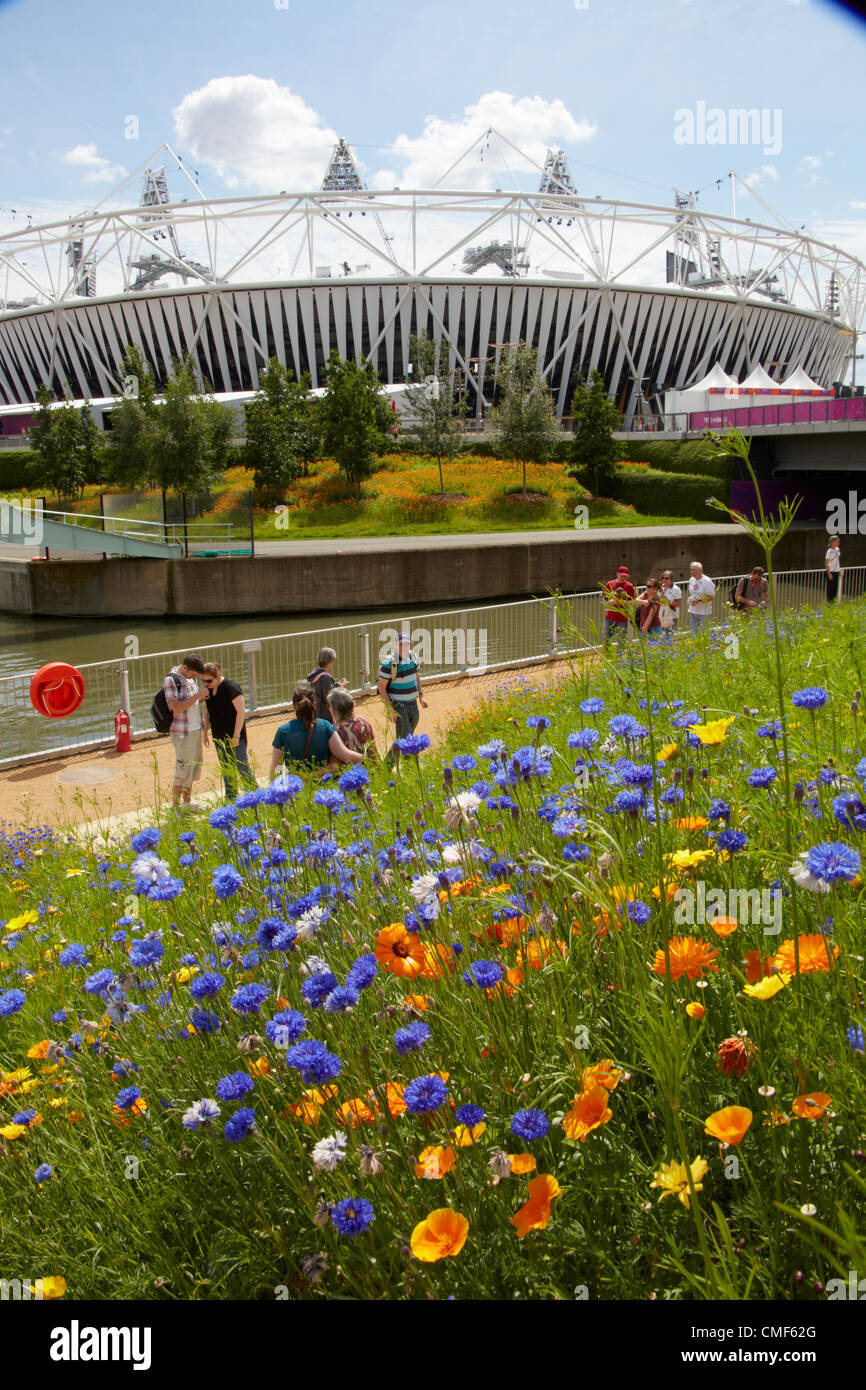 River Lea, City Mill River and Great British Garden wildflower meadow ...