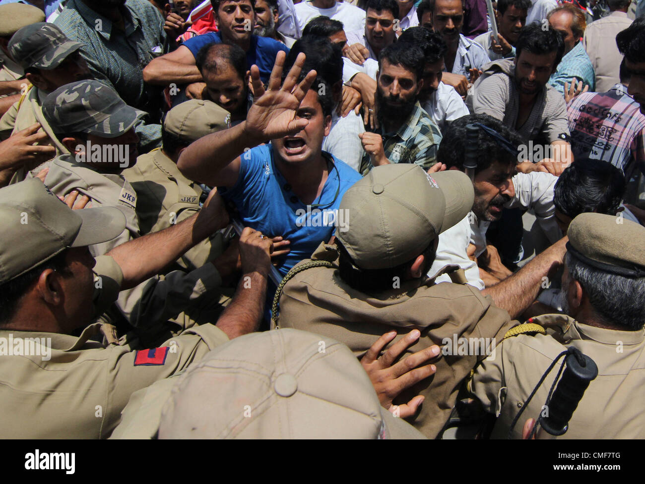 Aug. 2, 2012 - indian policemen stop members of Communist Party of ...