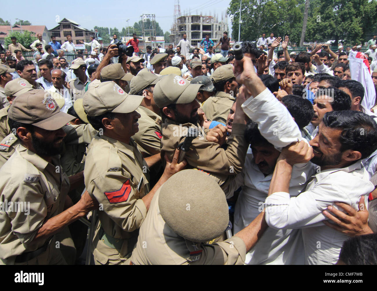 Aug. 2, 2012 - indian policemen stop members of Communist Party of ...